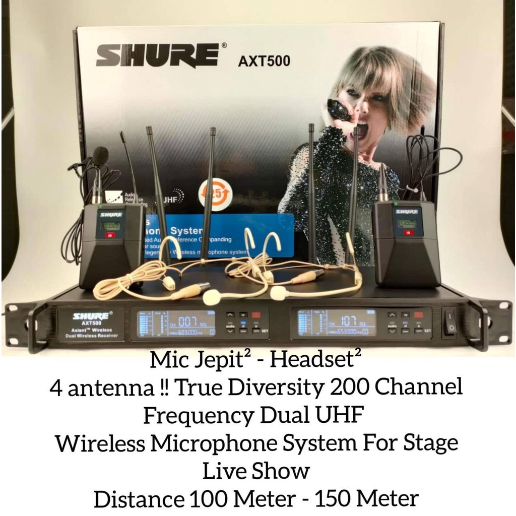 Jual MIC WIRELESS SHURE AXT500 / AXT 500 FOR LIVE STAGE PERFORMANCE 2 ...