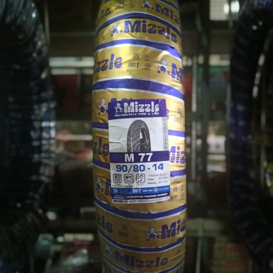 Jual Ban Motor Matic Merk Mizzle, Ukuran 90/80-14 M 77 Tubeless ...