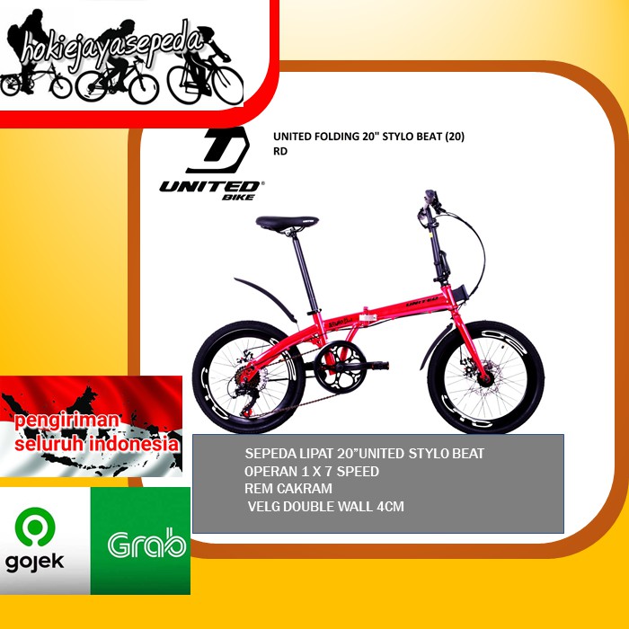 Jual Sepeda Lipat 20" UNITED STYLO BEAT 7 speed Disc brake | Shopee ...