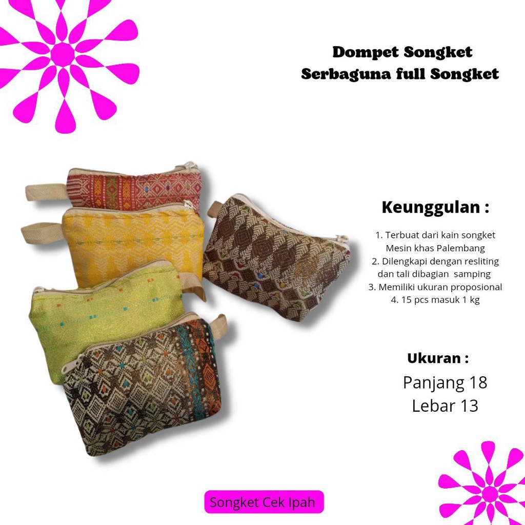 Jual Dompet Serbaguna Full Songket Berbagai Macam Motif dan Warna ...