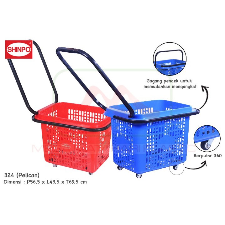 Jual Keranjang belanja / Keranjang pasar Pelican 342 SHINPO (denga roda ...