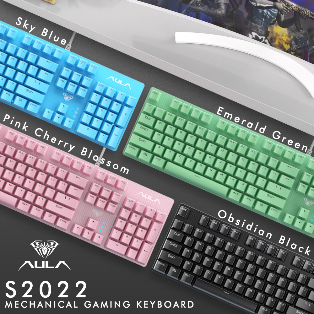 Jual Keyboard Gaming Mechanical AULA S-2022 –RGB Display Rainbow- Macro ...