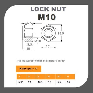 Jual MUR LOCKNUT NYLON M10 (kunci 17) /lock nut/baut/baud | Shopee ...