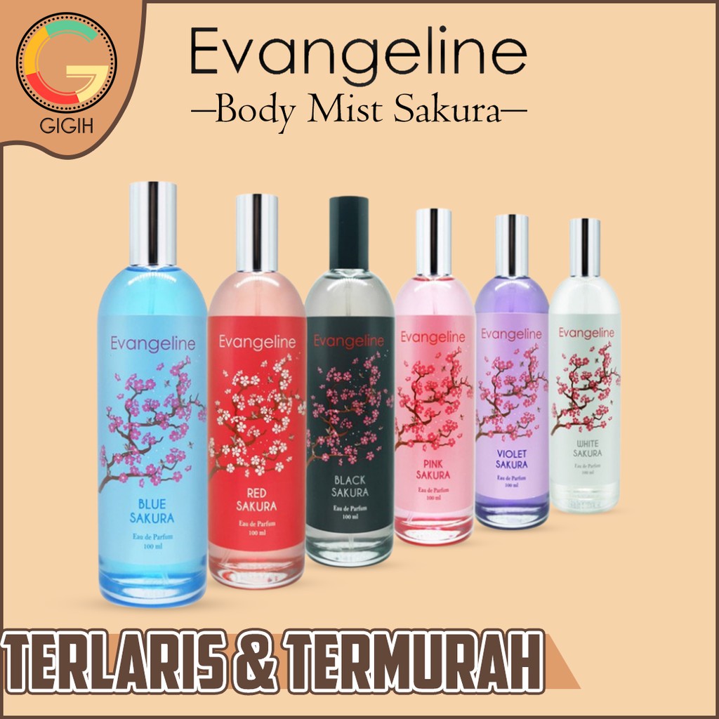 Jual EVANGELINE SAKURA SERIES 100ml (biru,merah,hitam,pink,unggu,putih ...