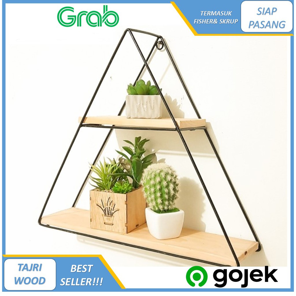 Jual Rak Dinding Besi Dekorasi Dinding Minimalis Vintage Segitiga / Rak ...
