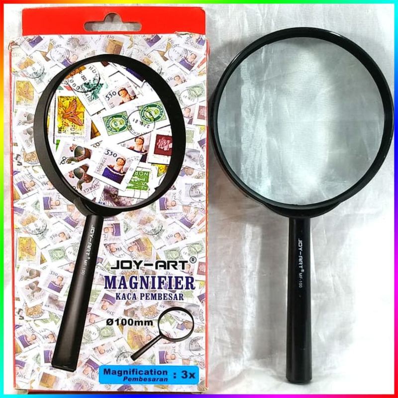 Jual kaca pembesar lup magnifying glass 100mm joy art 10 cm hand lens ...