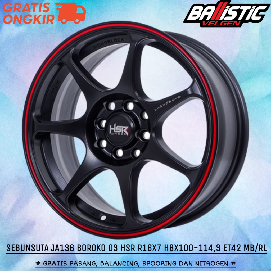Jual Pelek Original HSR Sebunsuta R16 black velg mobil Ring 16 Avanza Xenia BUKAN TE37 CE28 ...