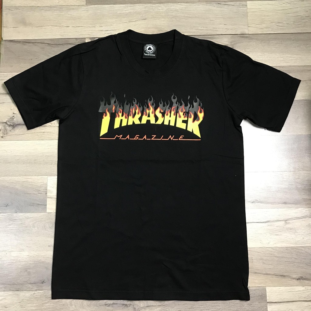Jual KAOS THRASHER FLAME (GRAPHIC BBQ MAN BLACK YELLOW) | Shopee Indonesia