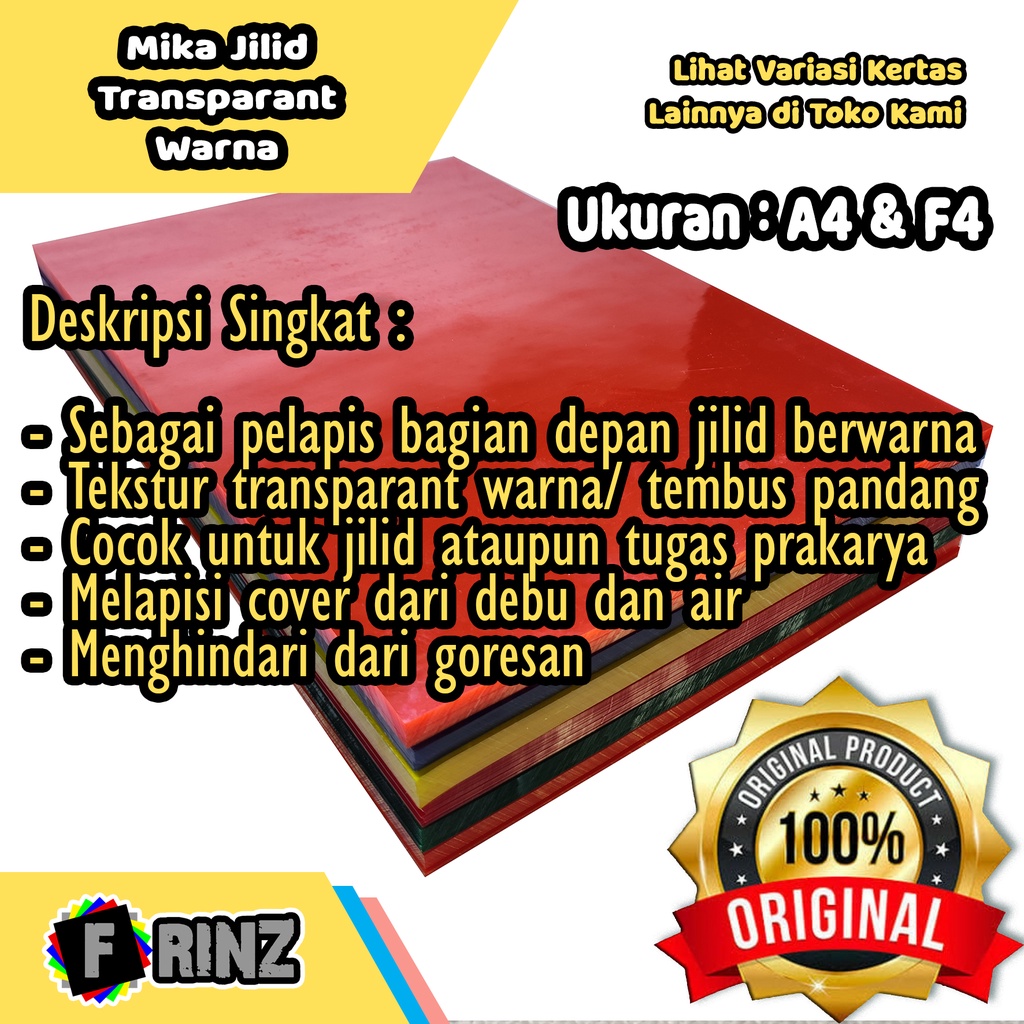 Jual Plastik Mika Jilid Transparant Warna A4 dan F4 Mika Film Transparant Warna 0,8 mm Indonesia ...