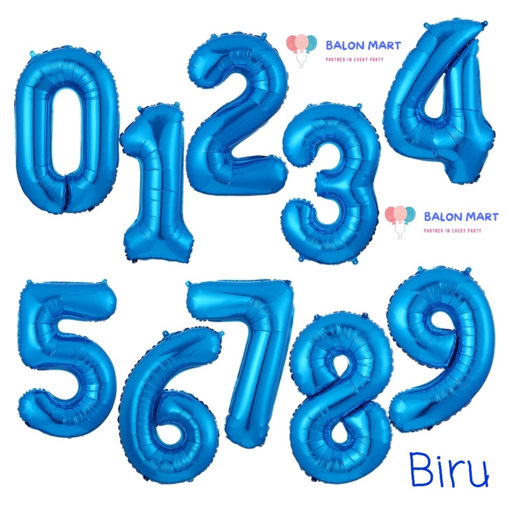 Jual Balon Foil Angka Biru Polos 32inch/80cm | Shopee Indonesia