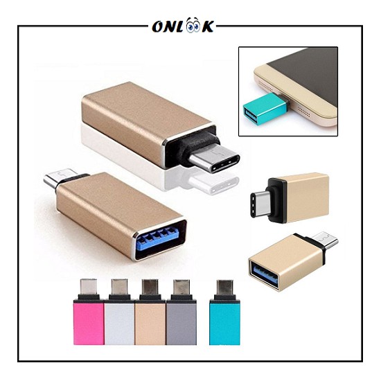 Jual OTG Mini USB Type C Besi Non Kabel / Tipe C Converter Connector To Usb Port / Data Transfer ...