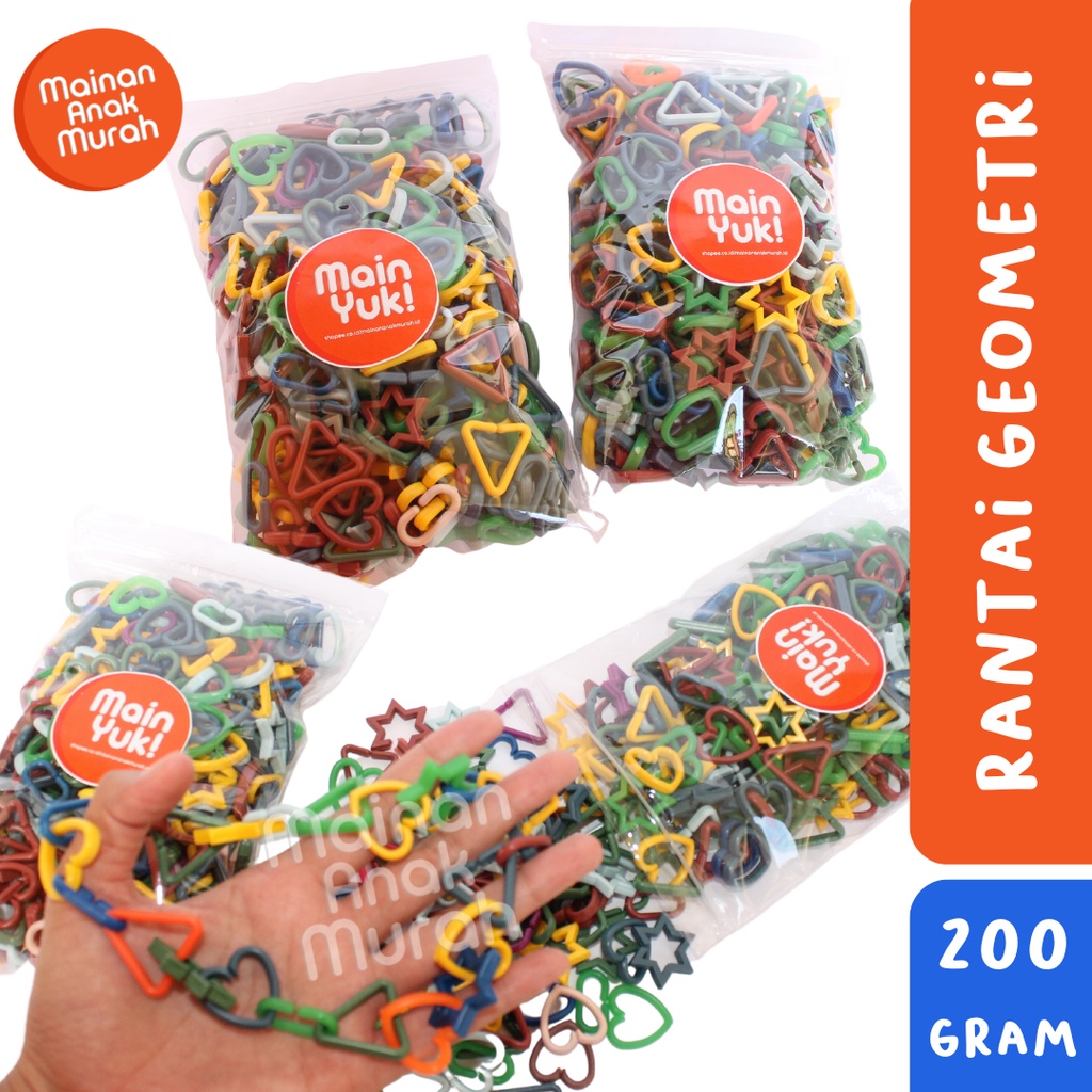 Jual Meronce Rantai Geometri Jadul Warna Warni Linking Shape Random 200 ...