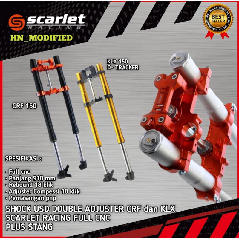 Jual UPSIDE DOWN SHOCK DEPAN USD KLX DTRACKER CRF 150 SCARLET RACING FULL CNC DOUBLE ADJUSTER ...