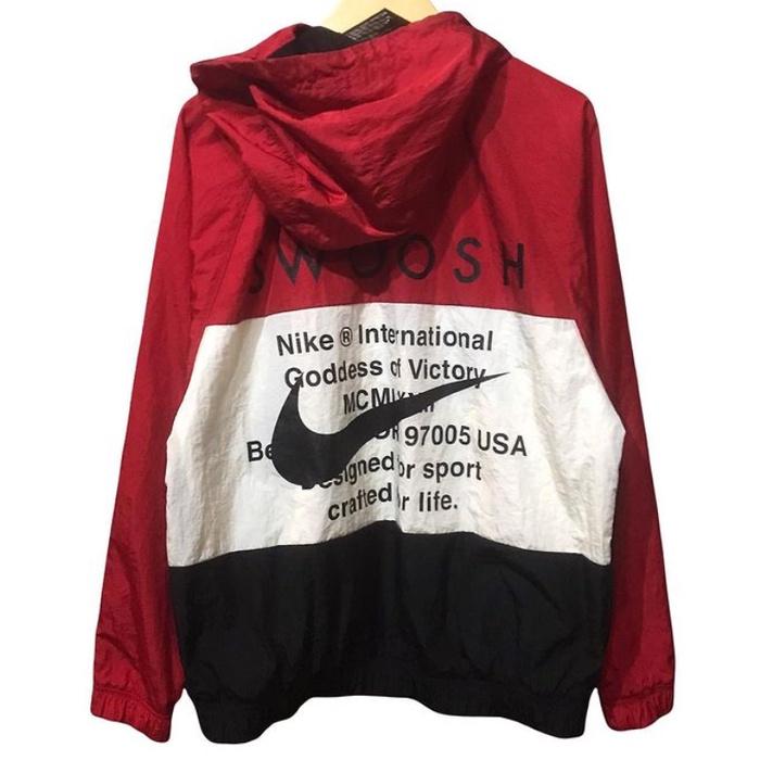 Jual Nike Double Swoosh colourblock zip-through woven hooded jacket ...