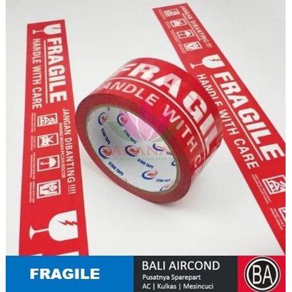 Jual Lakban fragile merah isolasi jangan di banting seal tape selotip ...