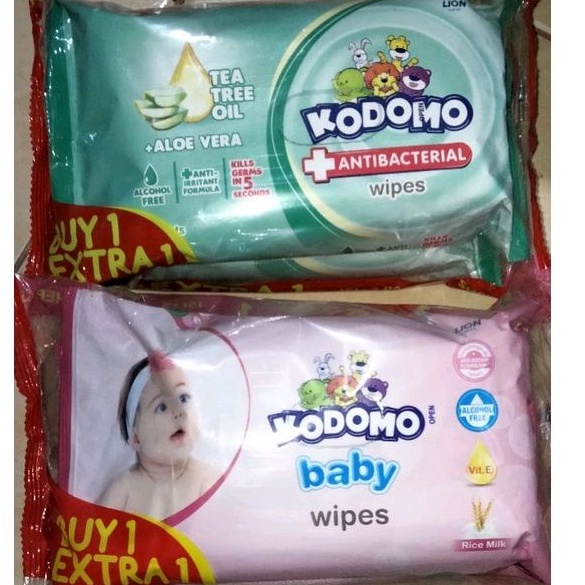 Jual KODOMO Baby Wet Wipes Rice Milk (2 pack @50 sheets) | Shopee Indonesia