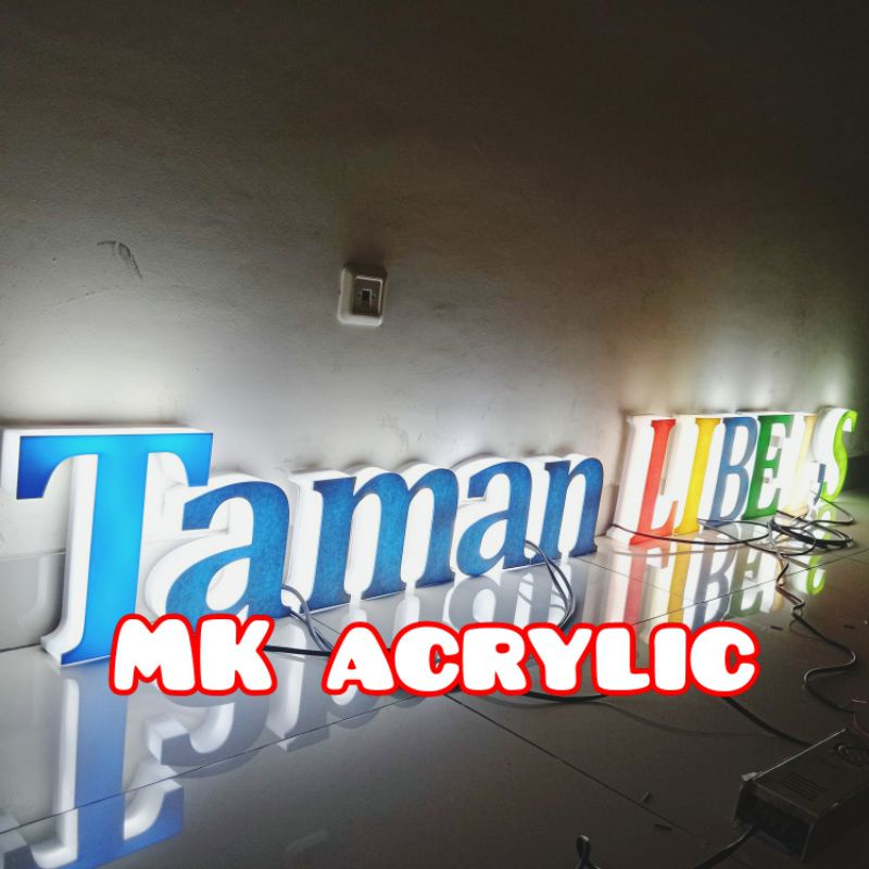 Jual Huruf timbul akrilik 3D LED custom size, Plang toko LED, Huruf 3D ...