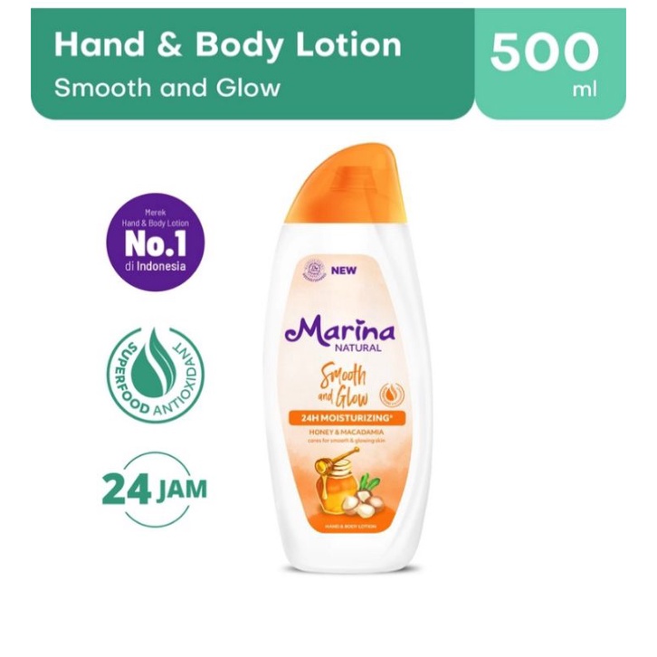 Jual MARINA Hand & Body Lotion Natural Smooth & Glow 475ml | Shopee ...