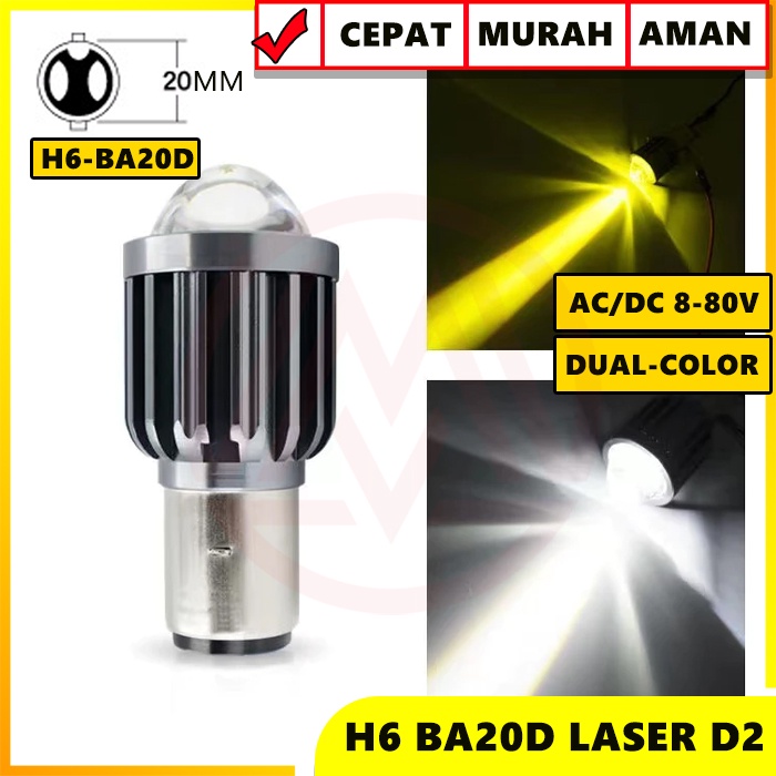 Jual LAMPU LED LASER BA20D H6 LED LASER D2 H6 BA20D LAMPU LED MOTOR ...