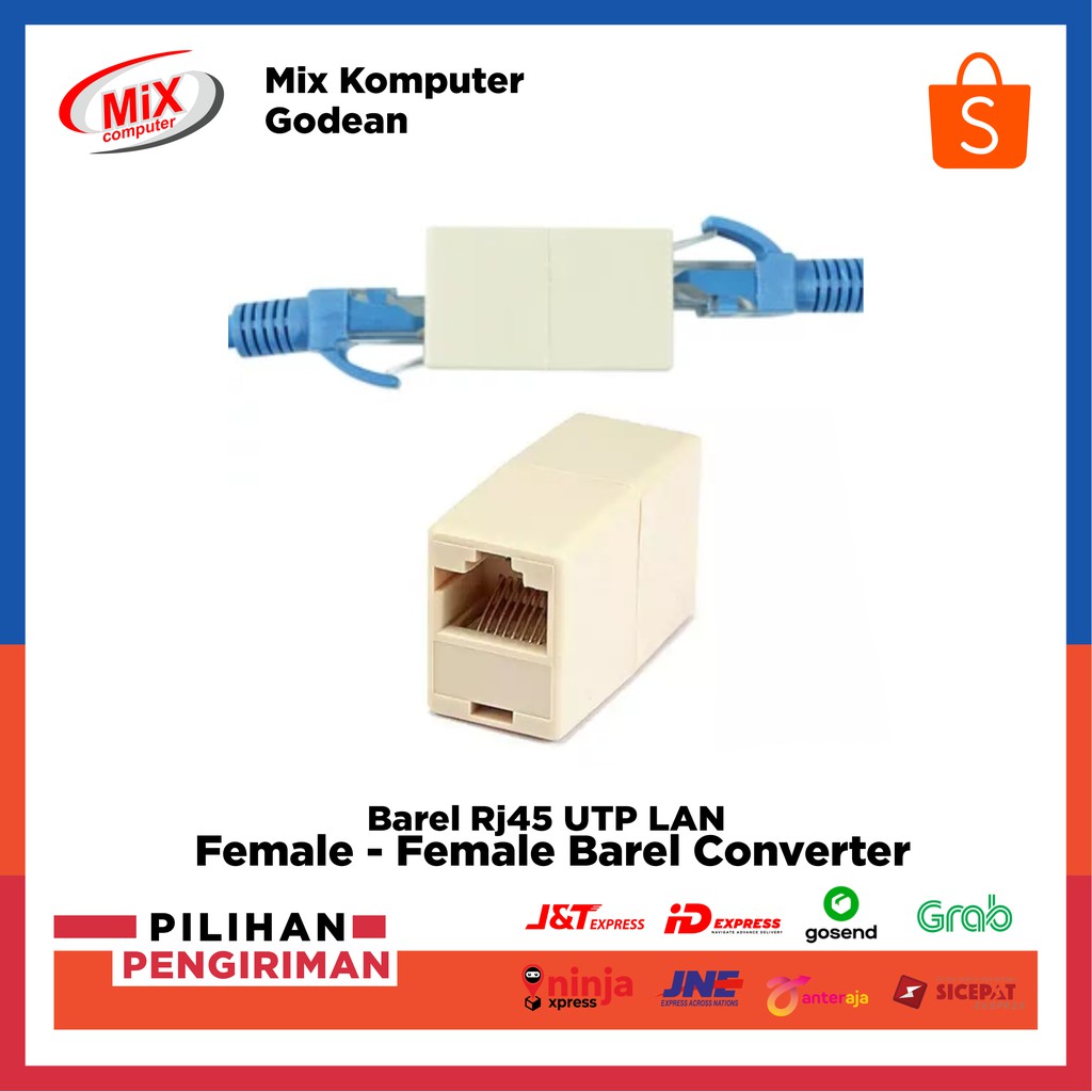 Jual Barrel RJ45 Female to Female - Barel Sambungan kabel LAN | Shopee ...