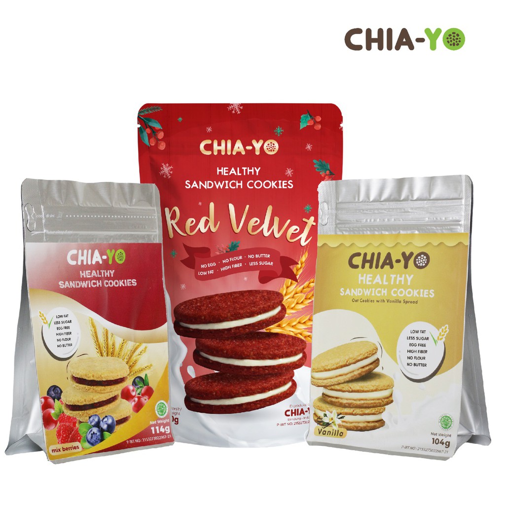 Jual Chiayo Bundling Cookies Sandwich Red Velvet + Vanilla + Mix ...