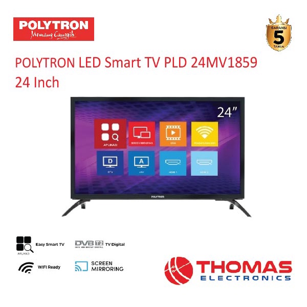 Jual POLYTRON LED Smart TV PLD 24MV1859 24 Inch Easy Smart Digital GARANSI RESMI | Shopee Indonesia