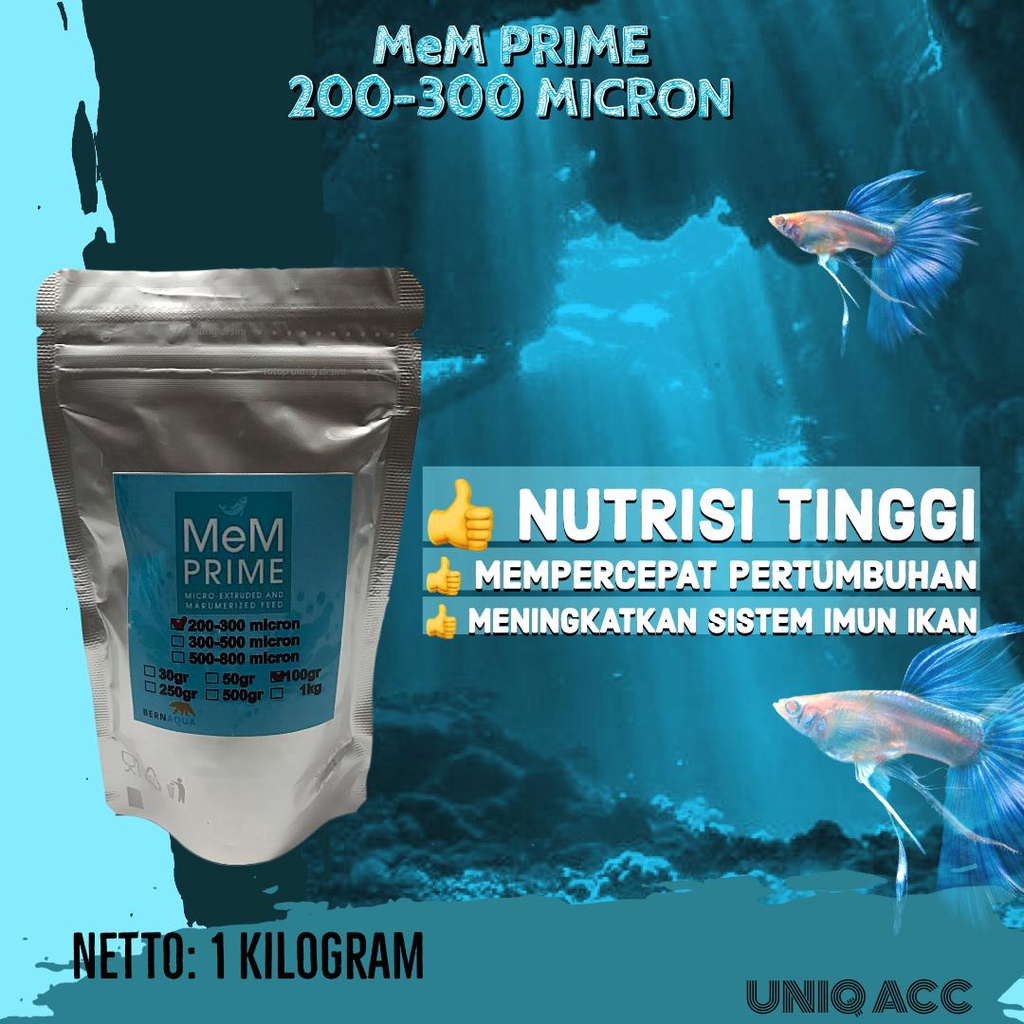 Jual Pelet MEM Prime 200 300 Micron 1kg Pakan Ikan Hias Cupang Guppy ...