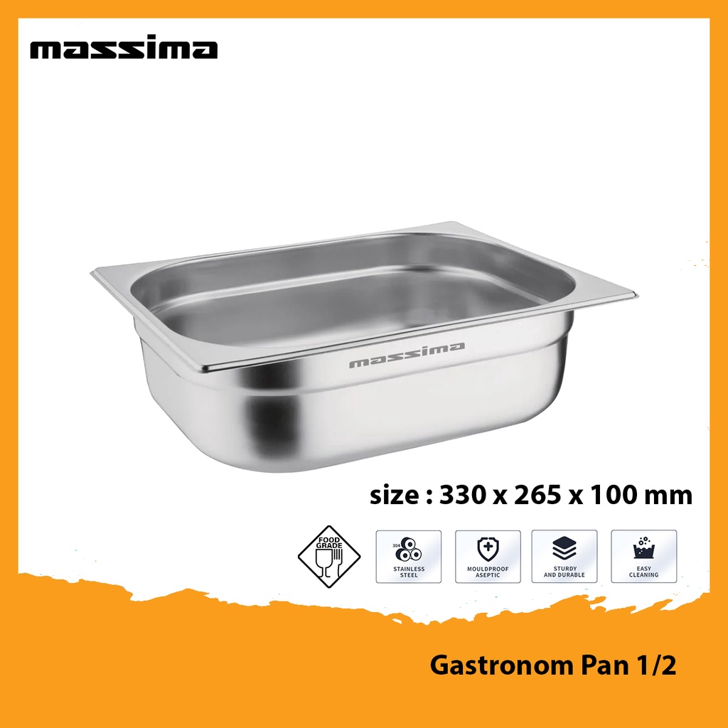 Jual Stainless Steel Gastronom Food Pan GN Pan 1/2 tinggi 10 cm 100 mm ...