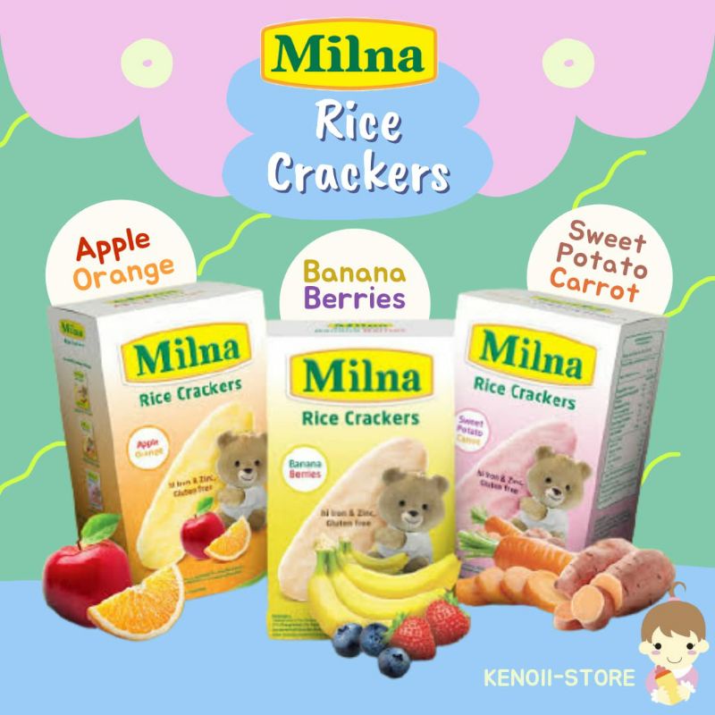 Jual Biscuit Milna Rice Cracker 20 gr Snack Milna Crackers Camilan Bayi ...