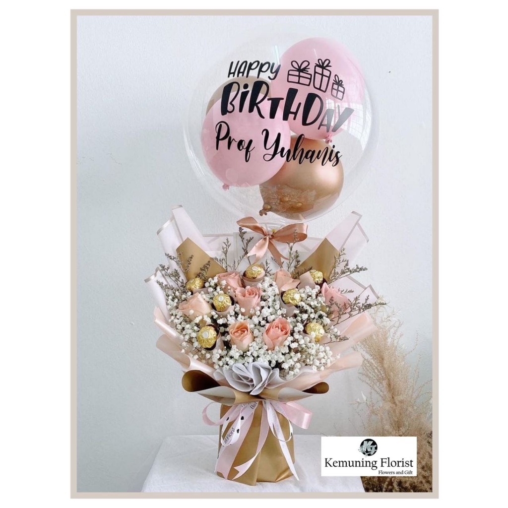 Jual bloom box bunga dan choco/ buket bunga segar/ bunga balon/bunga ...