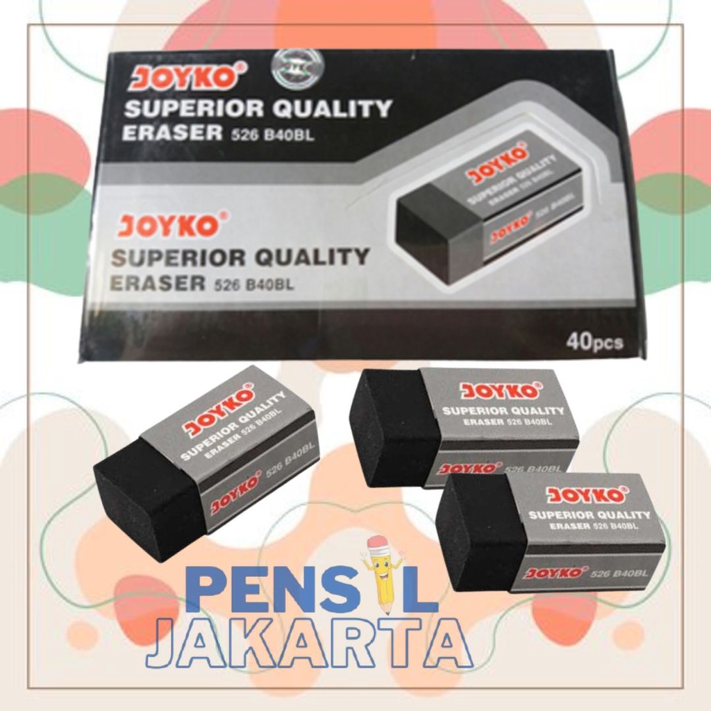 Jual Penghapus Pensil Hitam Kecil JOYKO B40BL Eraser Hapusan [ECER ...