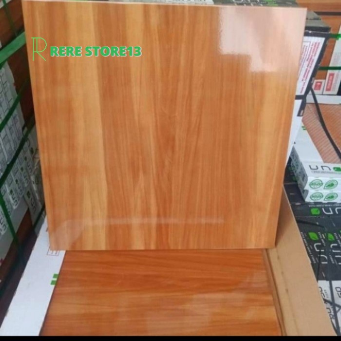 Jual keramik uno 50x50 motif kayu brown glosy kilap | Shopee Indonesia