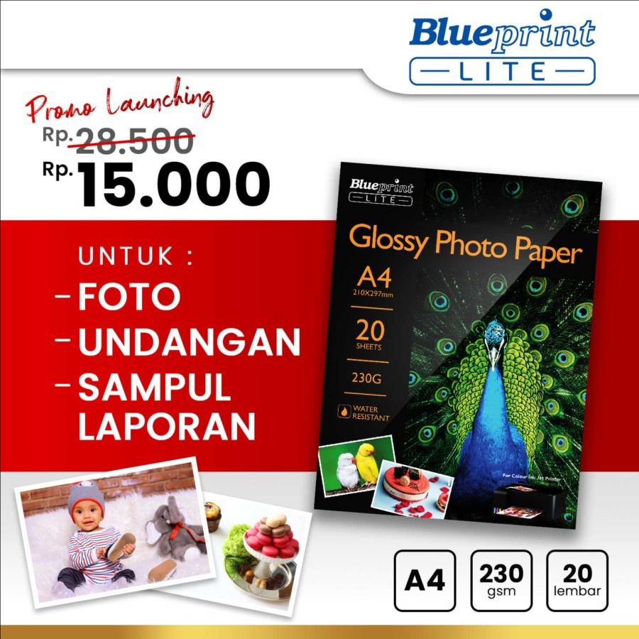 Jual PAPER BLUEPRINT 230 GLOSSY LITE A4 | Shopee Indonesia
