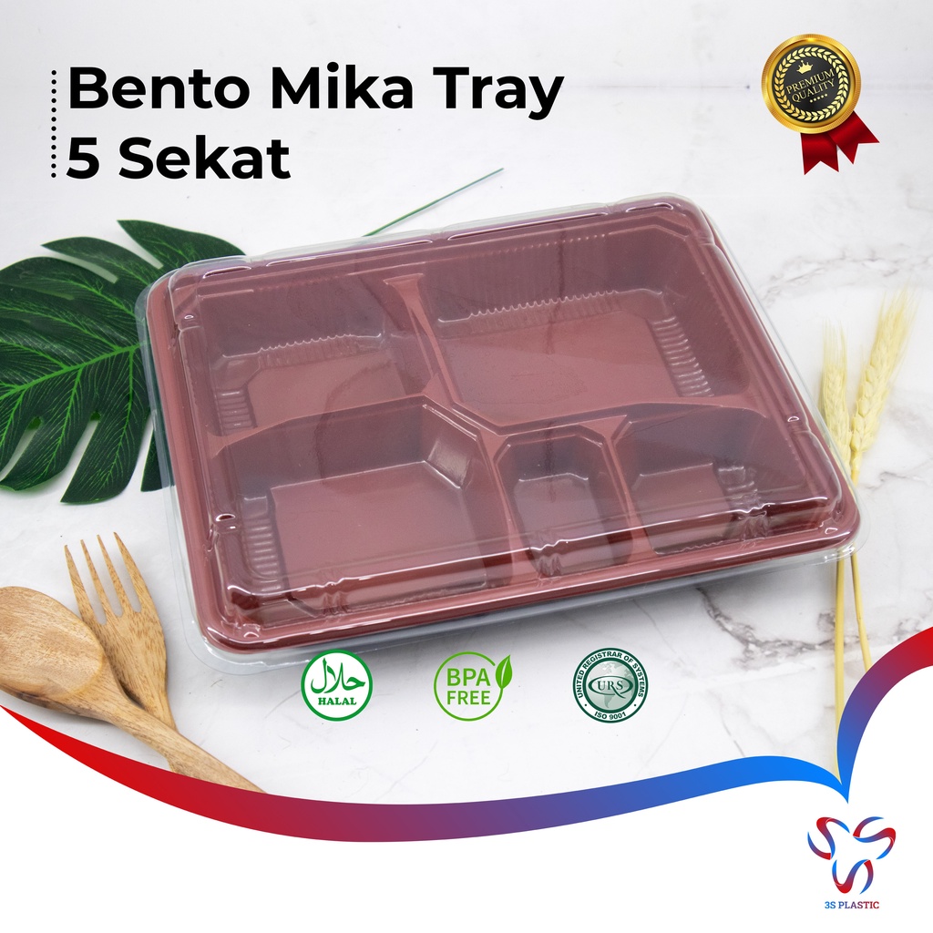 Jual BENTO MIKA TRAY 5 SEKAT / MIKA BENTO PERBEKALAN / BENTO LUNCH BOX ...