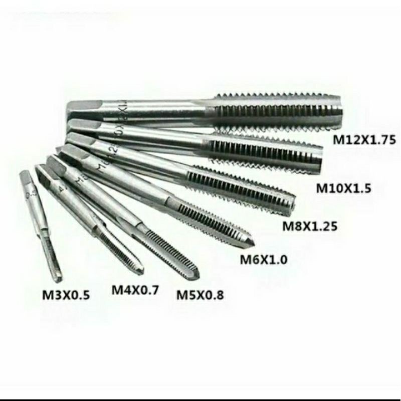 Jual Reffil Mata Bor Hand Tap 7 Pcs Mata Bor Ulir SET 7pcs HSS Hand Tap Drill 7 pcs Pembuat Drat ...