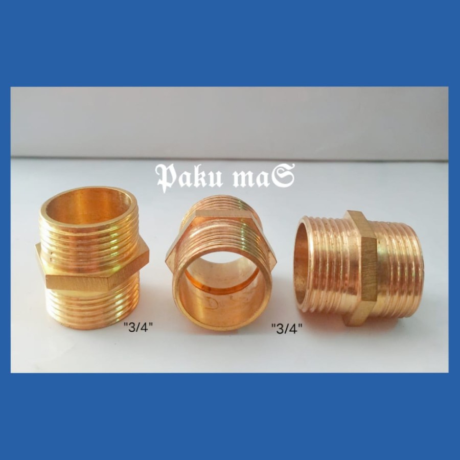 Jual double nepel double drat kuningan 3/4 inch | Shopee Indonesia