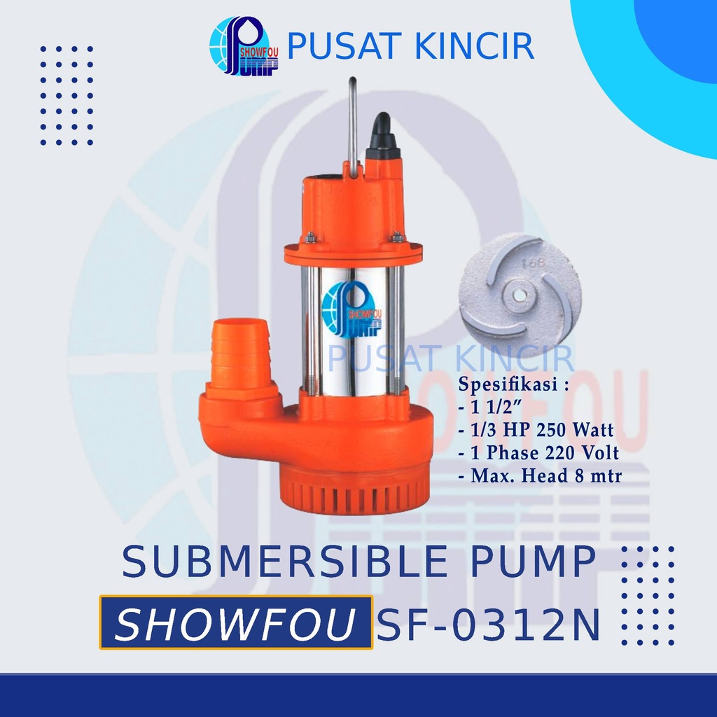 Jual SHOWFOU SUBMERSIBLE PUMP SF-0312, 1 HP, 1 Phase 250 Watt 2 Inch ...