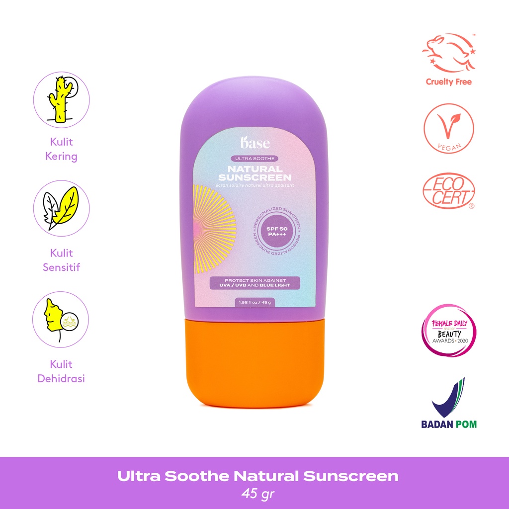 Jual Base Ultra Soothe Natural Sunscreen Spf 50 Pa+++ 45 gr | Shopee ...