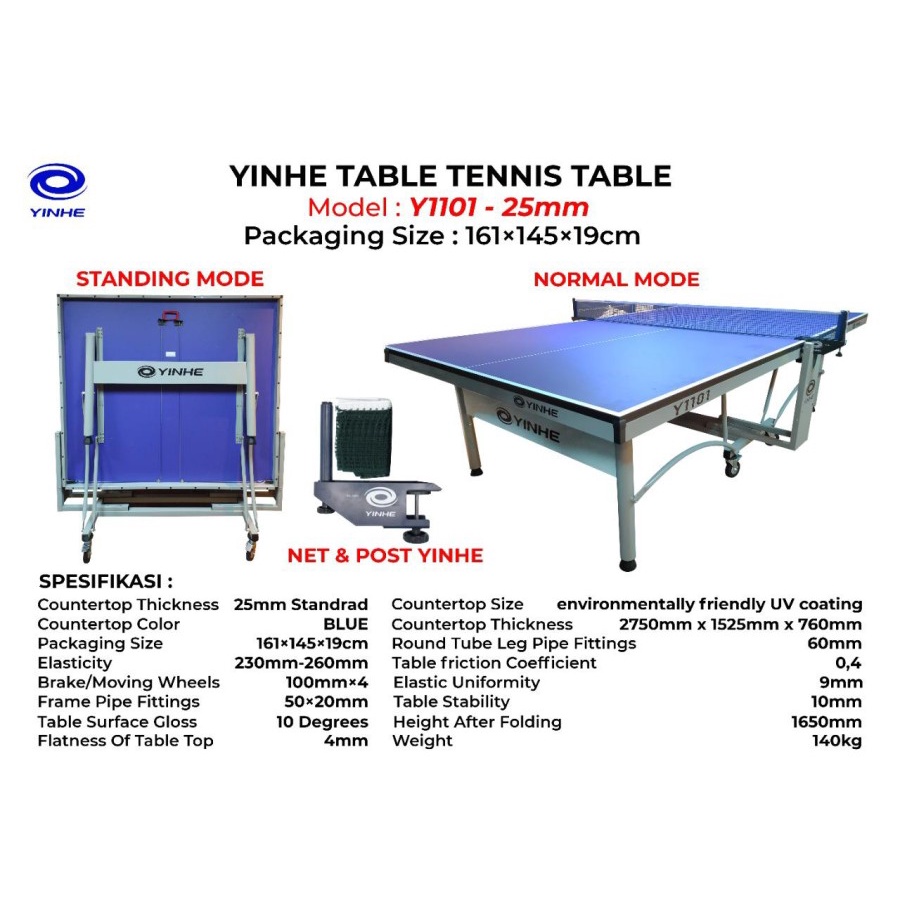 Jual Meja Pingpong Tenis Meja YINHE Y1101 Original | Shopee Indonesia