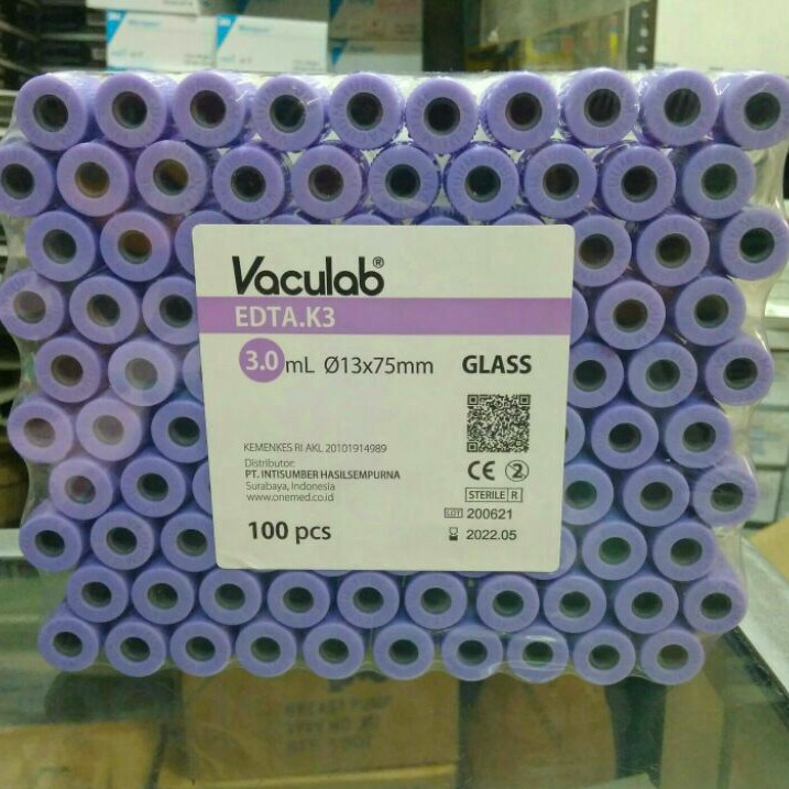 Jual tabung sample darah vaculab edta k3 3,0ml micro tube glass ...