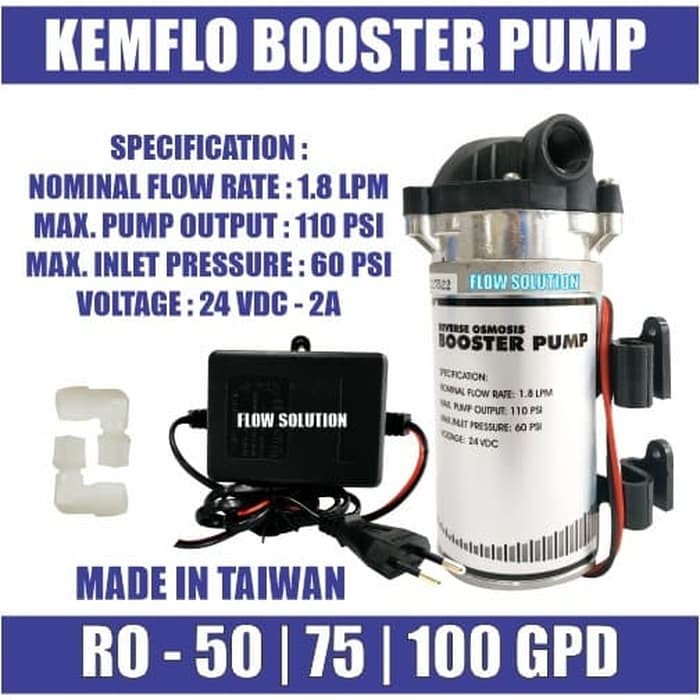 Jual POMPA RO KEMFLO + ADAPTOR | 24VDC | 50 | 75 | 100 GPD | | Shopee ...