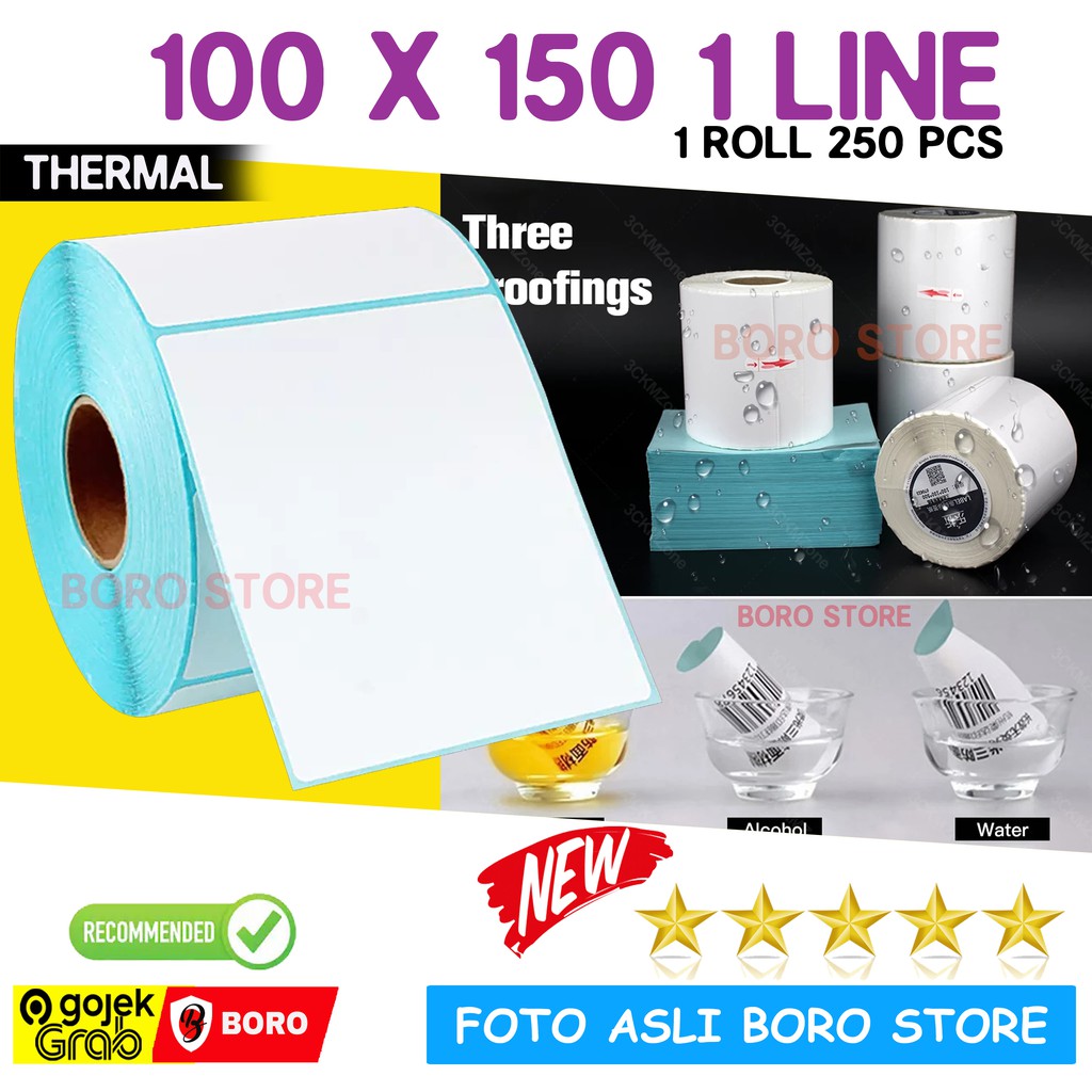 Jual Kertas Label Barcode Thermal 100 x 150 mm 1 Line 250 pcs / Roll ...