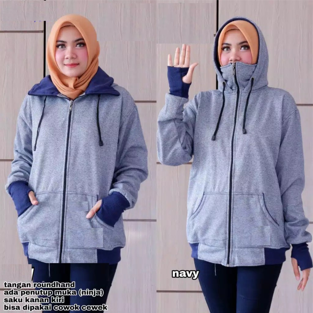 Jual JAKET NINJA ROUNDHAND JUMBO PRIA WANITA FLEECE TUTON POLOS DEWASA ...