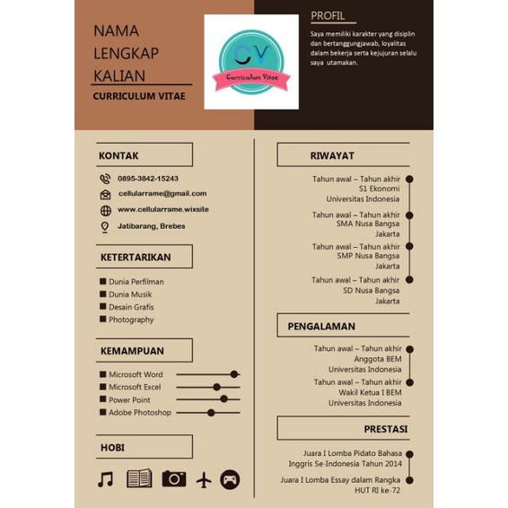Jual Desain CV 11 Premium Paket Lengkap! (Lamaran Kerja, CV, dan Berkas ...