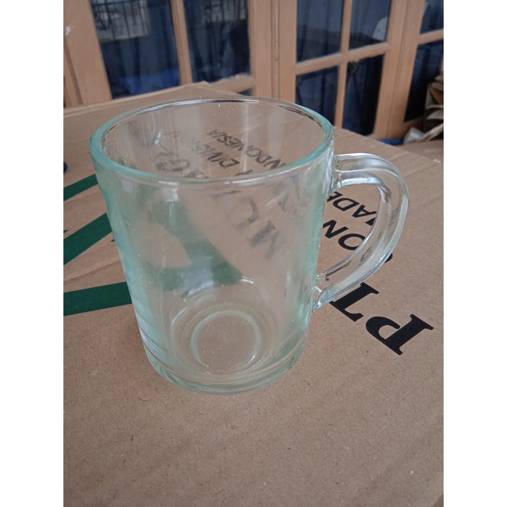 Jual gelas kopi teh beling kaca polos bening gagang - cangkir mug kopi ...