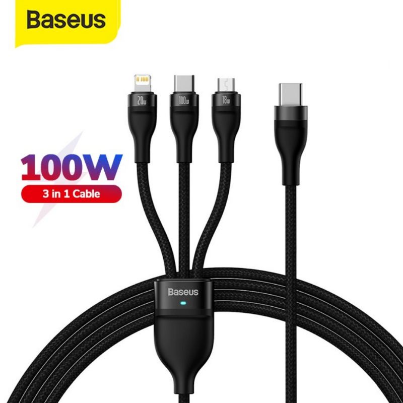 Jual Baseus Kabel Data 3 in 1 Fast Charging 100w Micro USB, USB C ...
