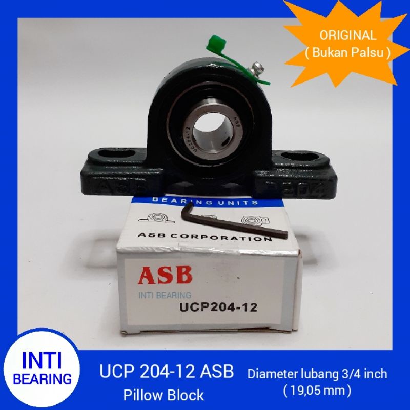Jual PILLOW BLOCK UCP 204-12 ASB ASLI UNTUK AS 3/4 INCH 19,05 MM BEARING DUDUK 204 ORIGINAL ...