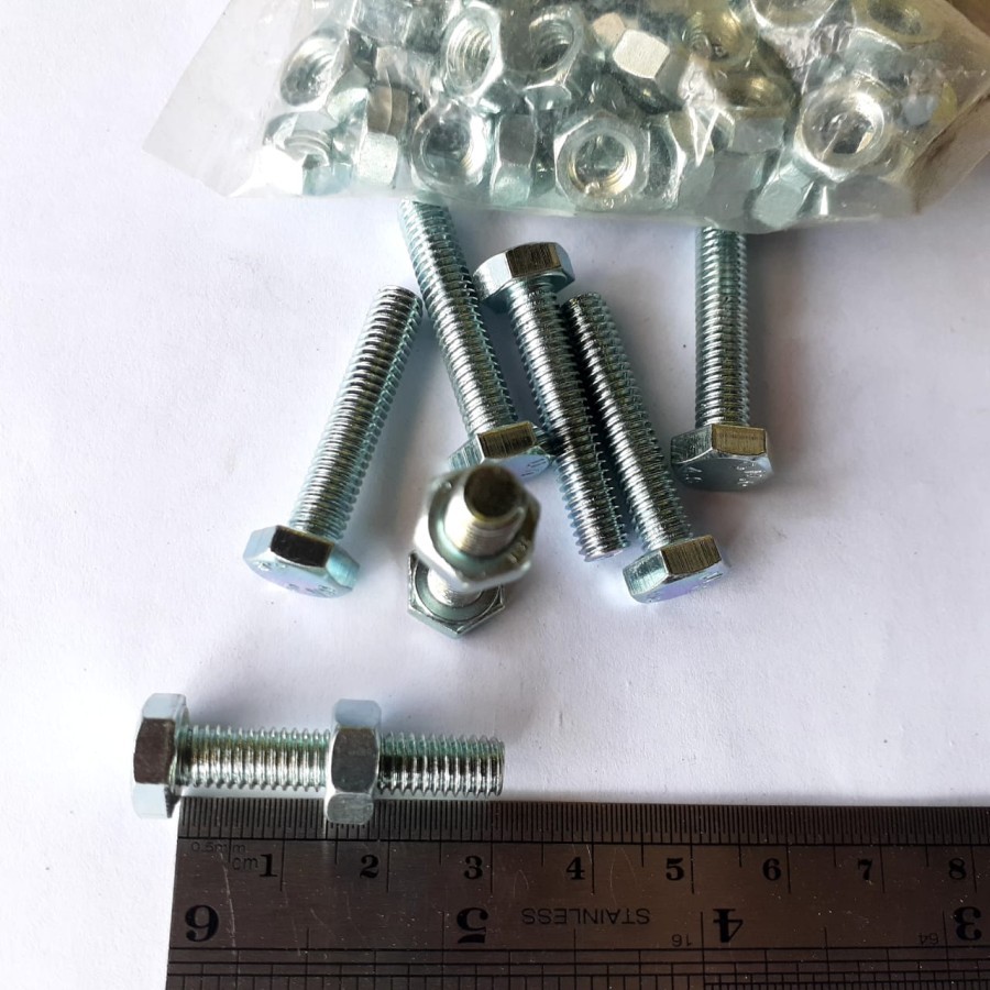 Jual BAUT MUR M6 X 30 PUTIH BMP M6X30 PANJANG 3CM 3 CM KUNCI 10 GALVANIZ GALVANIS | Shopee Indonesia