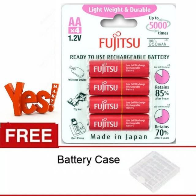 Fujitsu 4pcs Battery AA 950mAh Rechargeable (Cocok untuk Tamiya ...