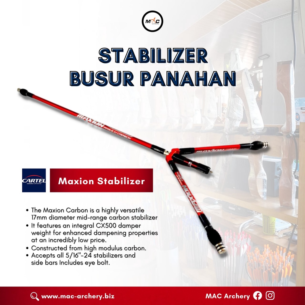 Jual CARTEL STABILIZER MAXION CARBON SET long short extender v bar - busur panahan anak panah ...
